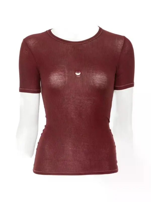 BASERANGE Heart-cutout Ribbed T-shirt - Red