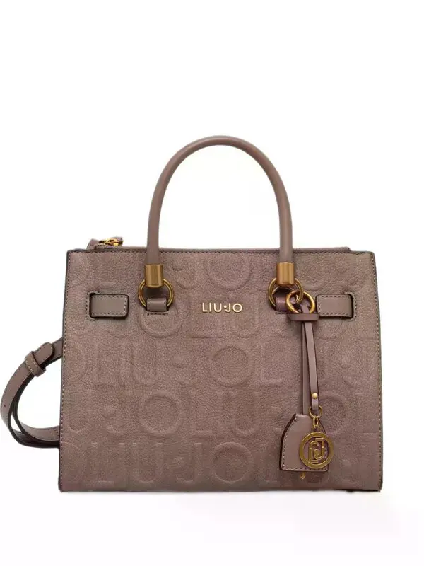 Liu Jo Embossed Logo Leather Satchel Bag - Brown