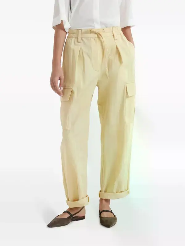 Brunello Cucinelli Wide-leg Gabardine Cargo Trousers - Yellow