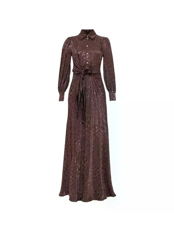 NISSA Leopard-print Viscose-blend Dress - Brown