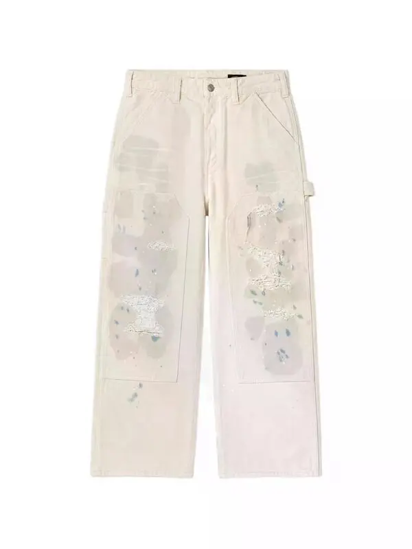 EVISU Distressed Double-knee Trousers - Neutrals