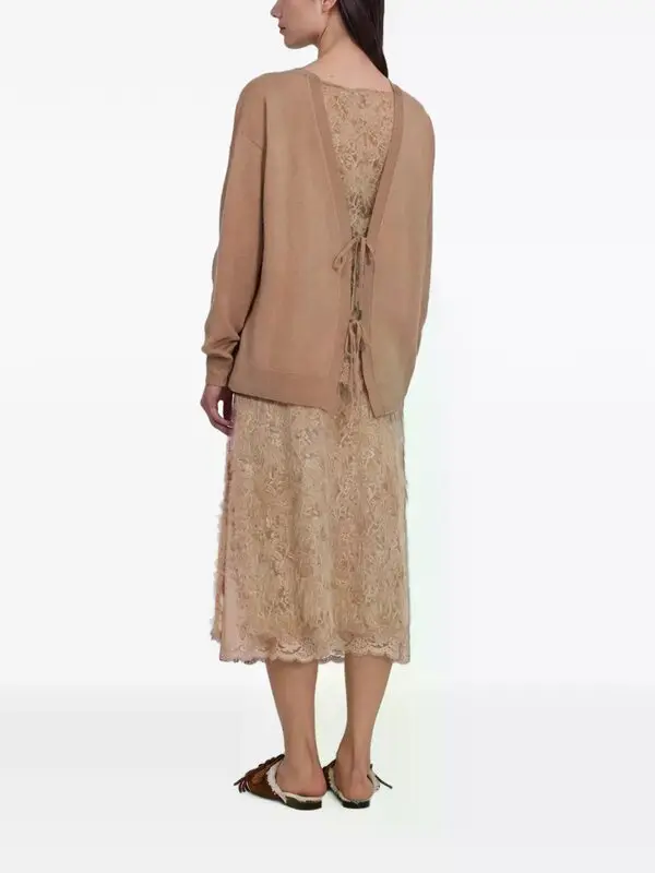 ERMANNO FIRENZE Lace-panelled Tie-fastening Sweater