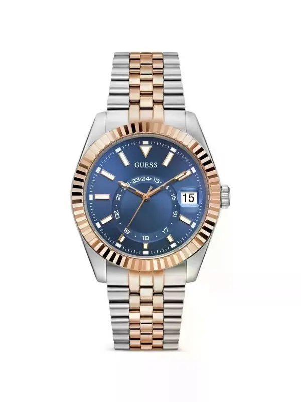 Guess Two-tone Multi-function Watch With Date And 24-hour Movement - Blue