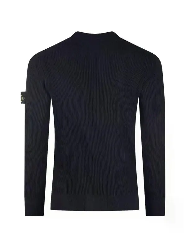 Stone Island Ribbed-knit Logo-patch Sweater - Blue