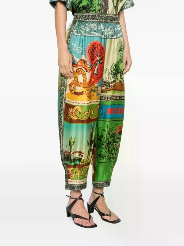 ALEMAIS Graphic-print Silk Trousers
