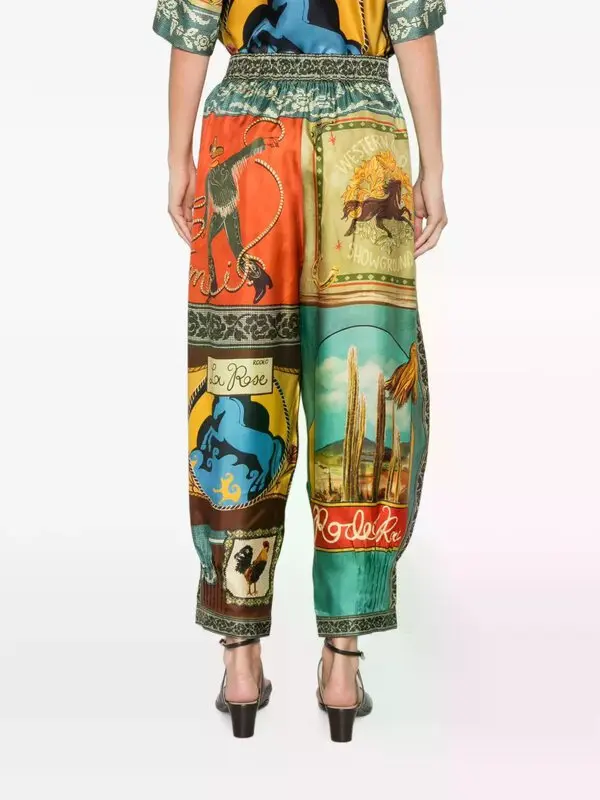 ALEMAIS Graphic-print Silk Trousers
