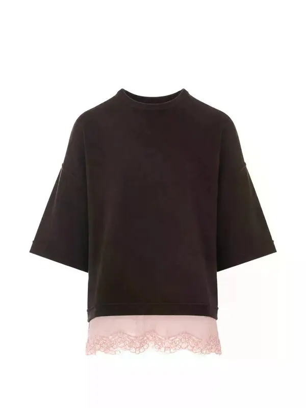 Pinko Lace-trim Layered-effect T-shirt - Brown