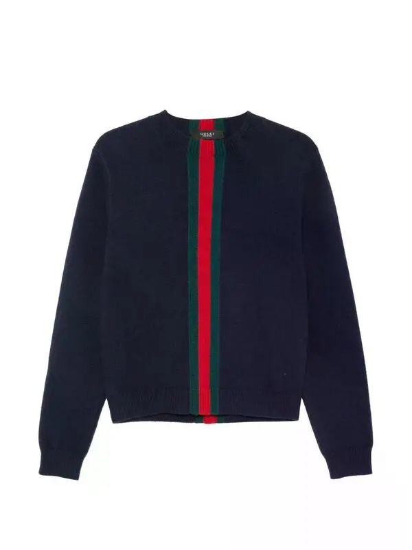 Gucci Web-stripe Fine-knit Sweater - Blue