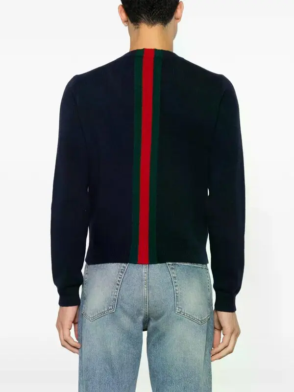 Gucci Web-stripe Fine-knit Sweater