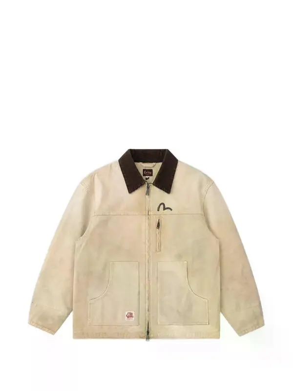 EVISU Logo-print Canvas Coat - Neutrals