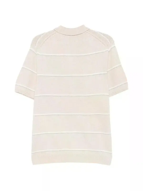 Eleventy Striped Knitted Polo Shirt
