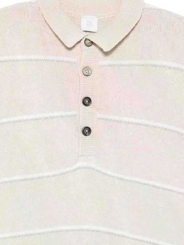 Eleventy Striped Knitted Polo Shirt