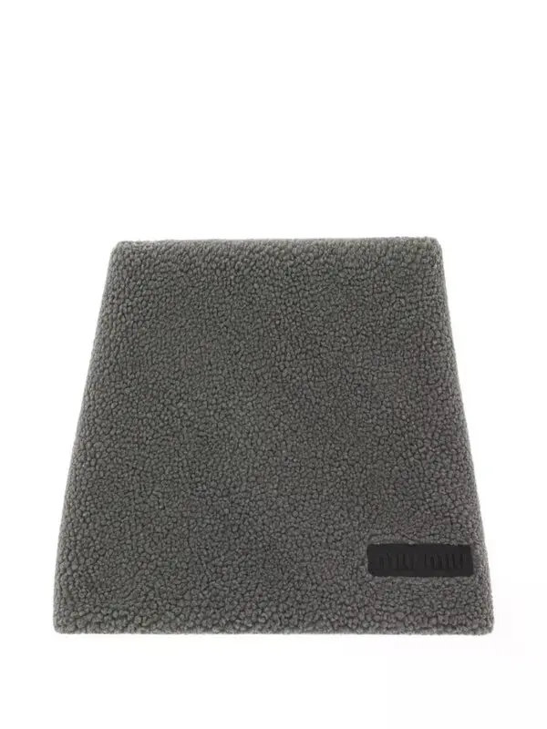 Miu Miu Teddy Texture Logo Patch Mini Skirt