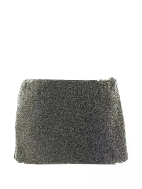 Miu Miu Teddy Texture Logo Patch Mini Skirt