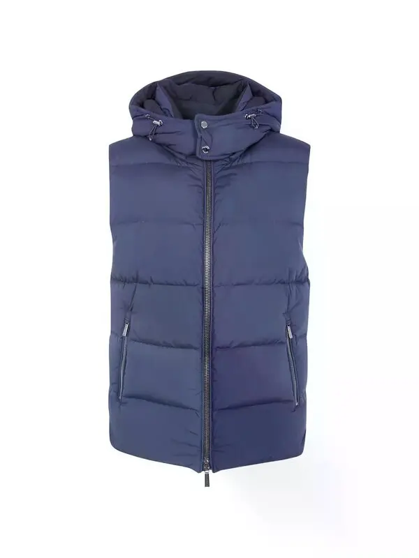 MOORER Quilted Hooded Gilet - Blue