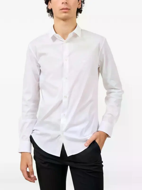 Emporio Armani Logo-embroidered Long-sleeve Shirt - White