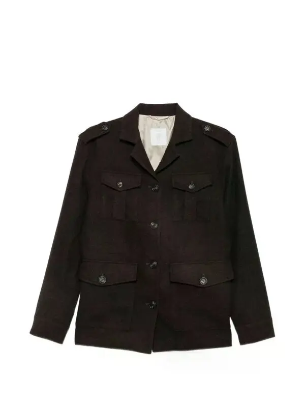 Eleventy Pocket-detail Epaulette Jacket - Brown