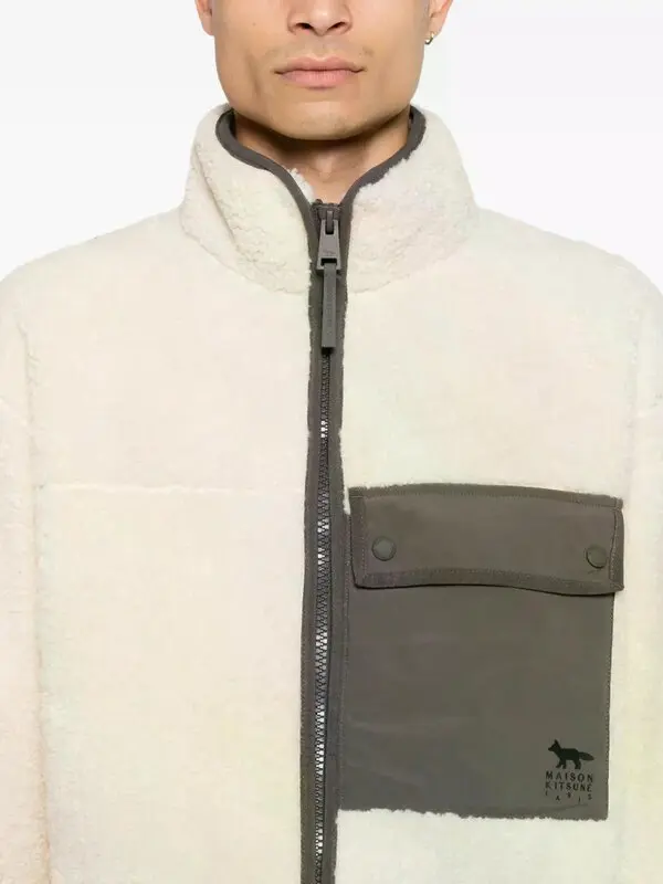 Maison Kitsuné Fleece-texture Panelled Jacket