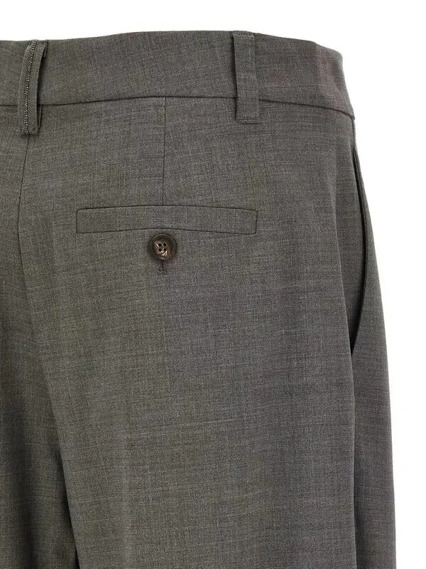 Brunello Cucinelli Tailored Wool Trousers With Monili Embellishment