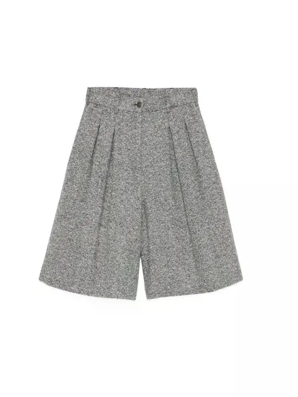 Emporio Armani Pleated Tweed Tailored Shorts - Black