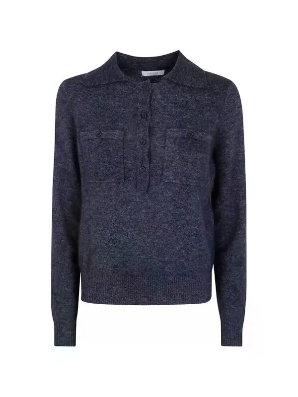 JCSOPHIE Wool Knitted Polo Sweater With Chest Pockets