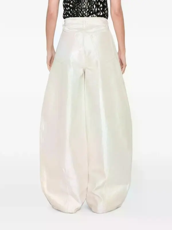 Jacquemus De Nîmes Ovalo Metallic-finish Wide-leg Jeans - Neutrals