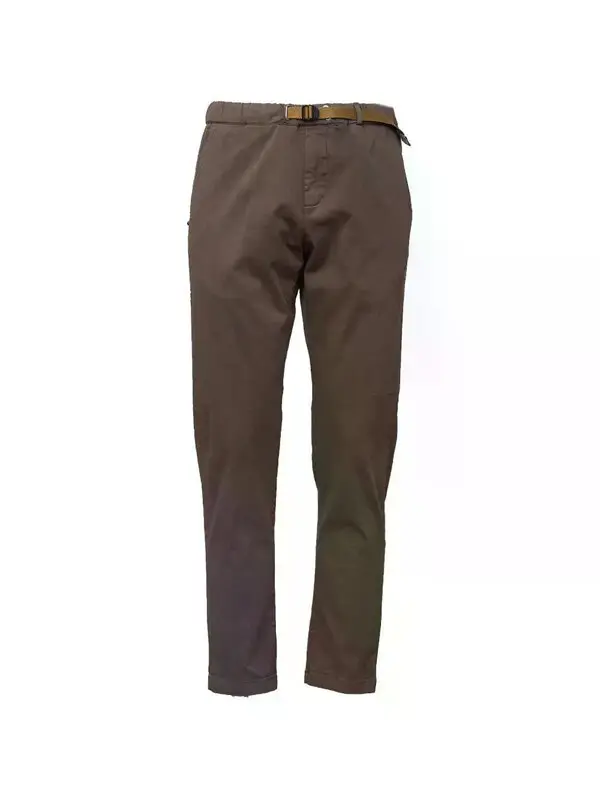 WHITE SAND Belted Gabardine Trousers - Brown
