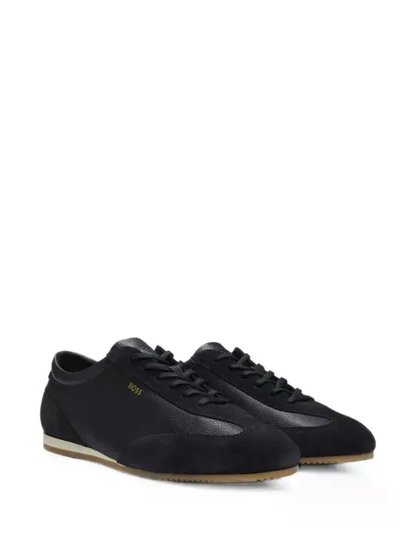 BOSS Leather Sneakers With Suede Trims - Black