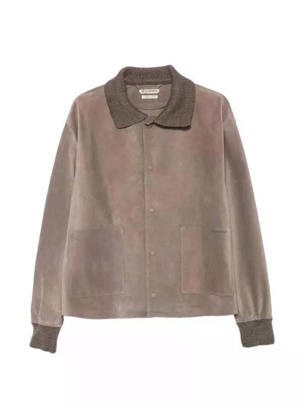 JW Anderson Logo Detail Leather Jacket - Grey