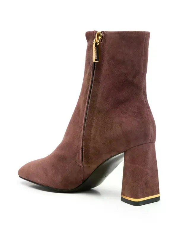 COCCINELLE Suede Ankle Boots With Gold-tone Detail - Brown