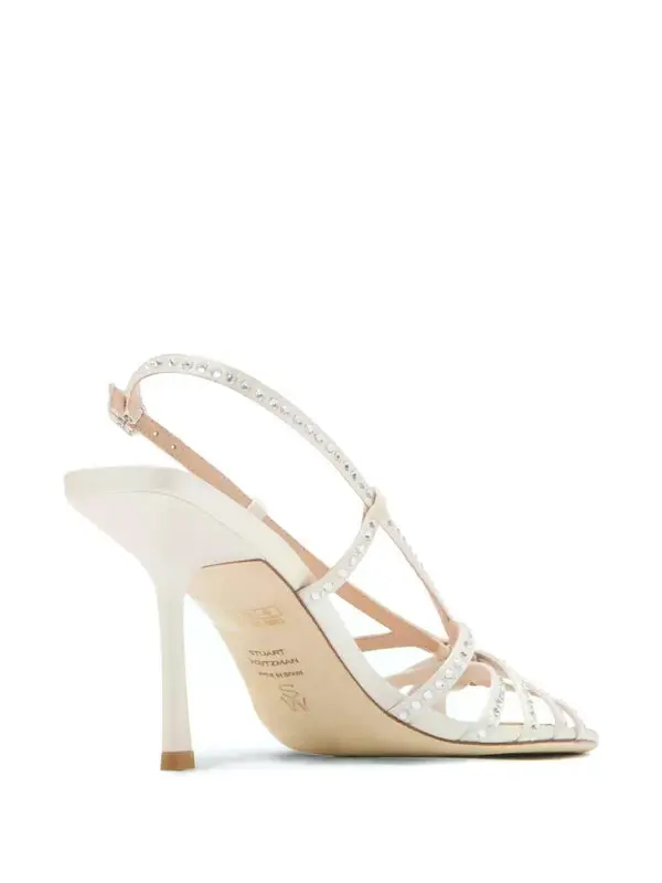 STUART WEITZMAN Embellished Satin Slingback Sandals