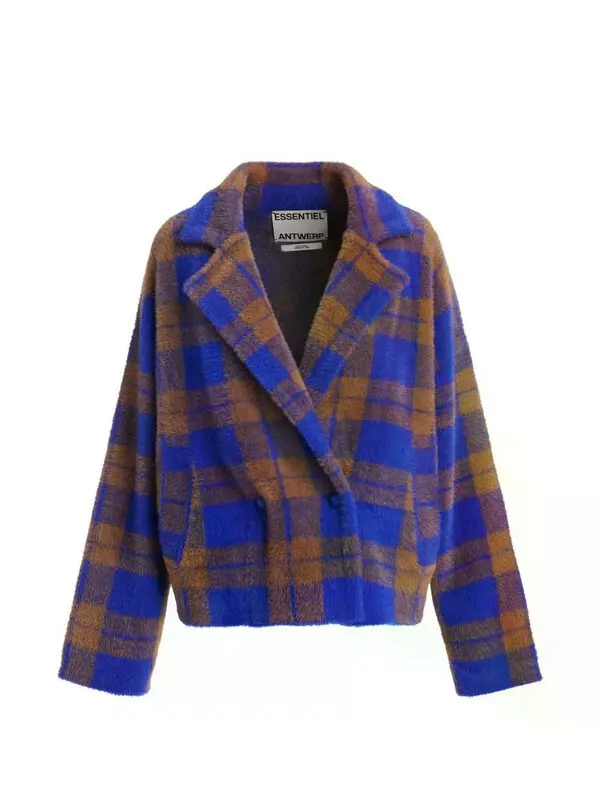 Essentiel Antwerp Checked Double-breasted Cardigan - Blue