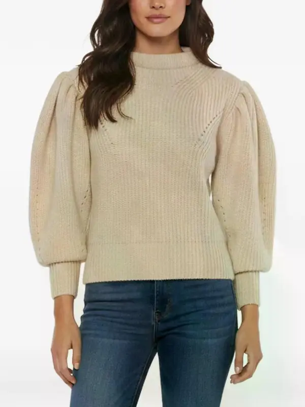 ISABEL MARANT VINTAGE Pointelle Puff-sleeve Sweater - Neutrals
