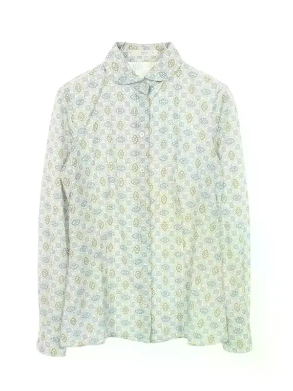 Prada Geometric Print Round Collar Shirt