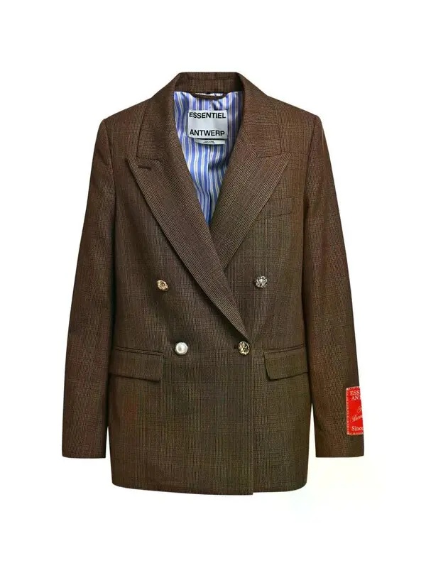 Essentiel Antwerp Checked Double-breasted Blazer