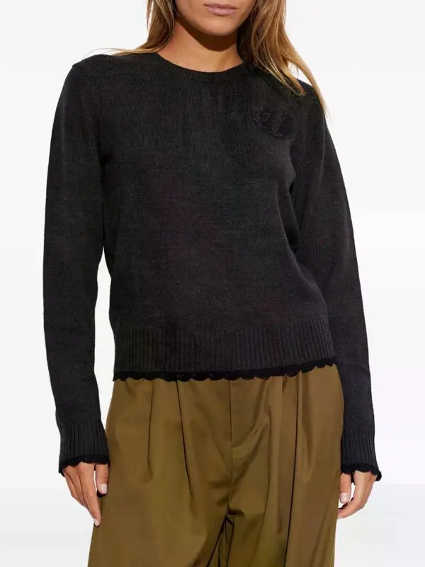 GANNI Crew-neck Wool-blend Sweater
