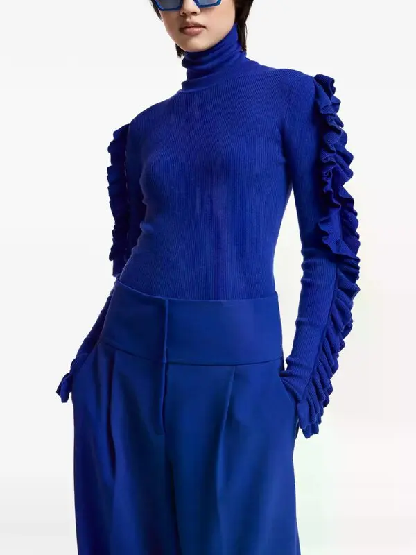 Essentiel Antwerp Ruffle-trimmed Ribbed Sweater