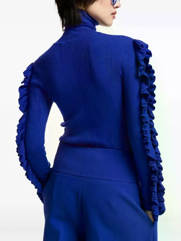 Essentiel Antwerp Ruffle-trimmed Ribbed Sweater