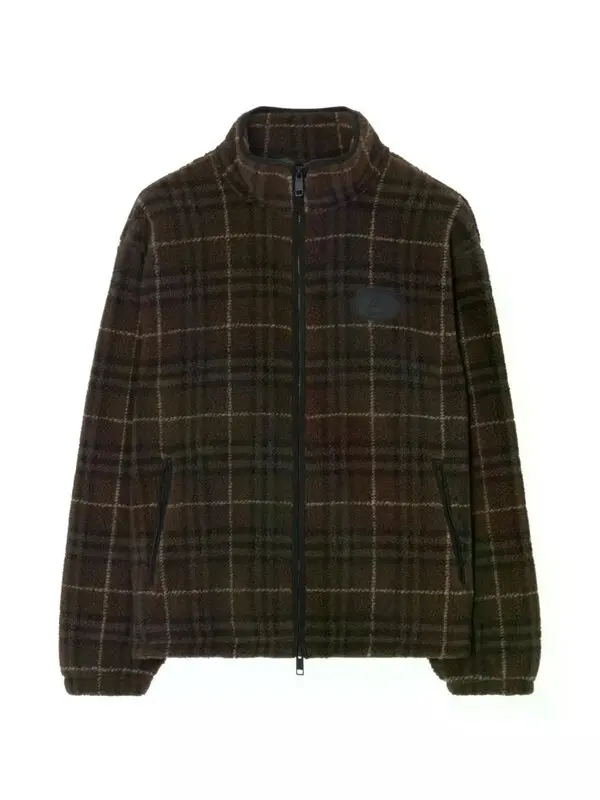 Burberry Check Wool Cashmere Blend Fleece Jacket