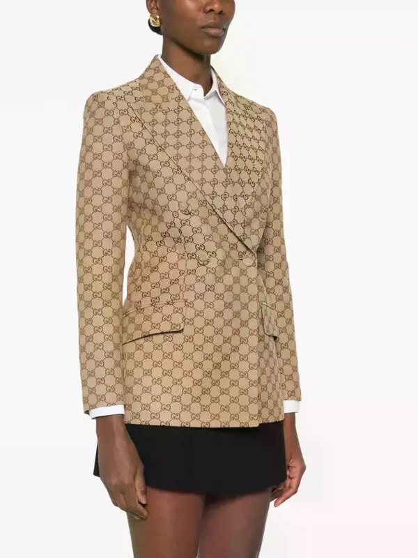 Gucci Double-breasted Gg Supreme Canvas Jacket