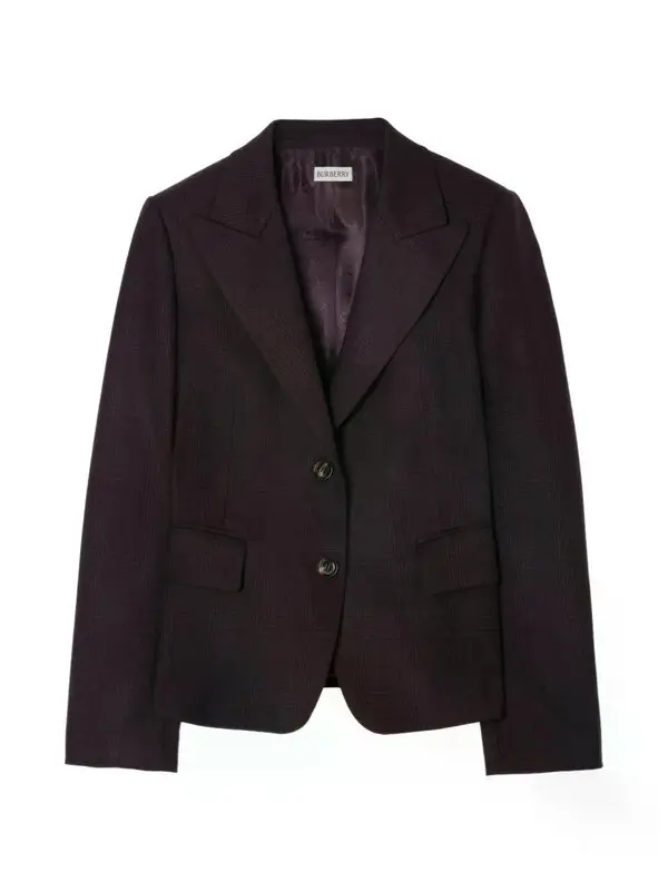 Burberry Check Wool Tailored Jacket - Brown