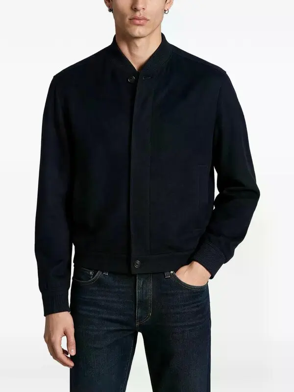 Zegna Ribbed-trim Bomber Jacket - Blue