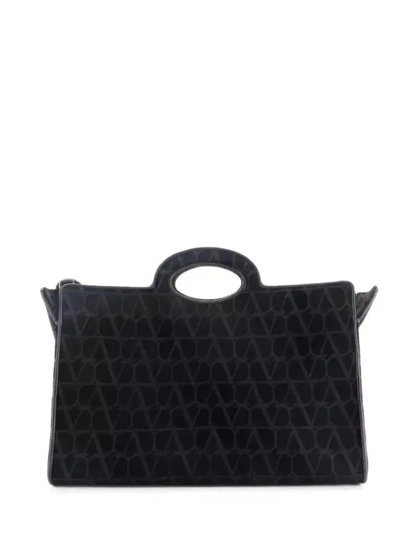 Valentino Garavani Le Troisieme Toile Iconograph Fabric Medium Tote Bag - Black