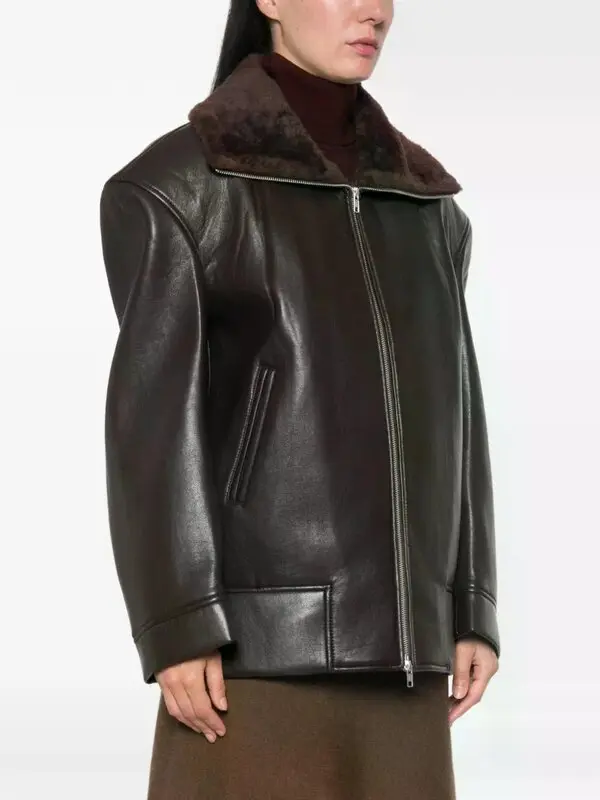 THE FRANKIE SHOP Shearling-collar Faux-leather Jacket
