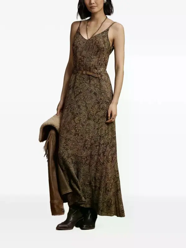Ralph Lauren Paisley Print Silk Maxi Dress