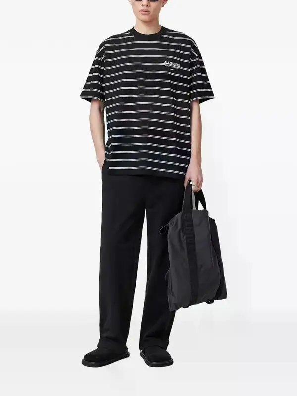 ALLSAINTS Undergorund Logo-print Horizontal-stripe T-shirt - Black