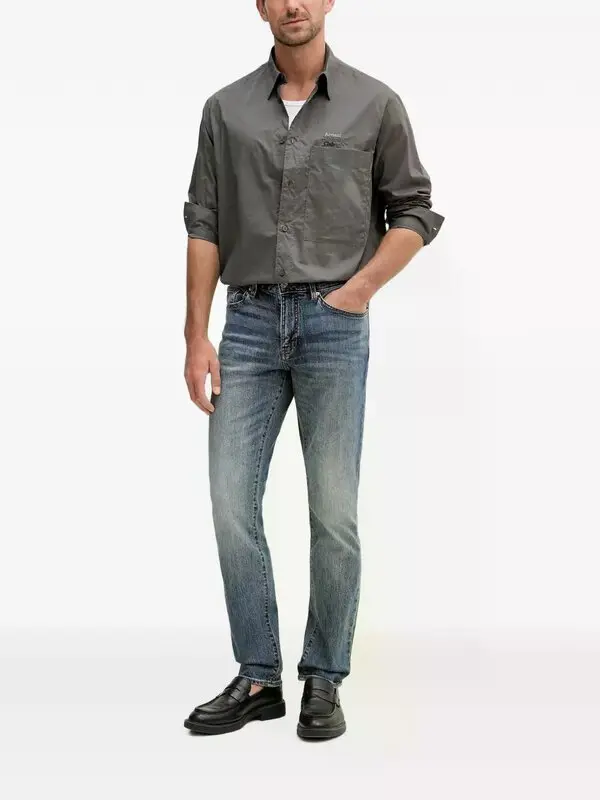 Armani Exchange Whiskering-effect Jeans - Blue