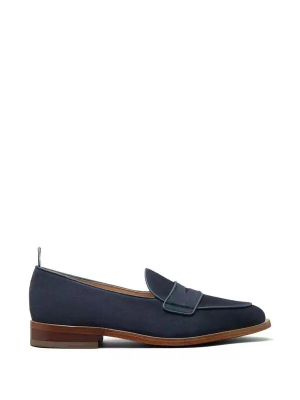 Thom Browne Suede Varsity Penny Loafers With Leather Soles - Blue