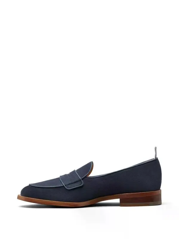 Thom Browne Suede Varsity Penny Loafers With Leather Soles