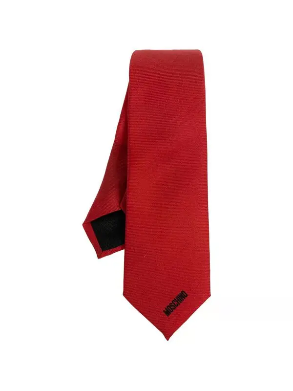 Moschino Embroidered Silk Tie - Red